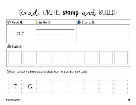 FREE Kindergarten Worksheet, Read, Write, Stamp, And Build the Beginner ...