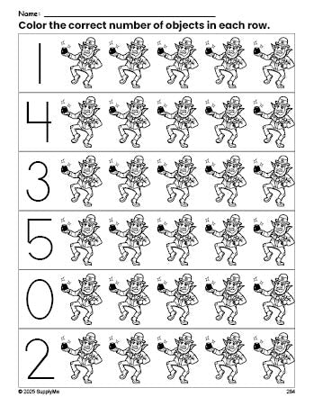 FREE Leprechaun Count and Color Worksheet for Preschoolers, St. Patrick ...