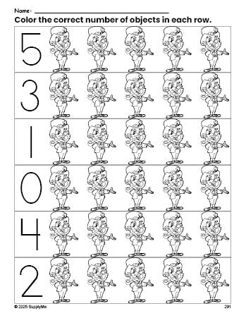 FREE Leprechaun Count and Color Worksheet for Preschoolers, St. Patrick ...