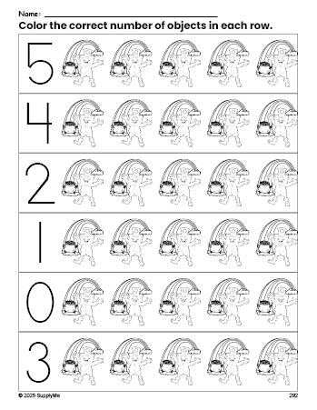 FREE Leprechaun Count and Color Worksheet for Preschoolers, St. Patrick ...