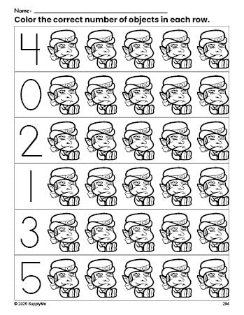 FREE Leprechaun Count and Color Worksheet for Preschoolers, St. Patrick ...