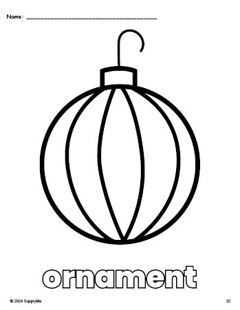 FREE Printable Ornament Christmas Coloring Page for Preschool, Pre-K ...