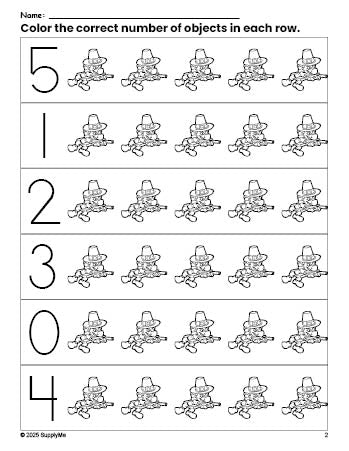 FREE Pilgrim Count and Color Worksheet for Preschoolers, Thanksgiving ...