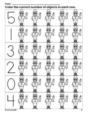 FREE Pilgrim Count and Color Worksheet for Preschoolers, Thanksgiving ...