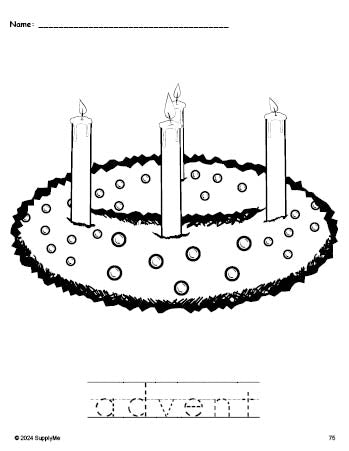 FREE Printable Advent Christmas Coloring Page and Word Tracing ...