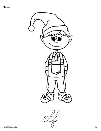 FREE Printable Elf Christmas Coloring Page and Cursive Word Tracing ...