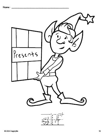 FREE Printable Elf Christmas Coloring Page and Word Tracing Worksheet ...