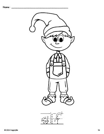FREE Printable Elf Christmas Coloring Page and Word Tracing Worksheet ...