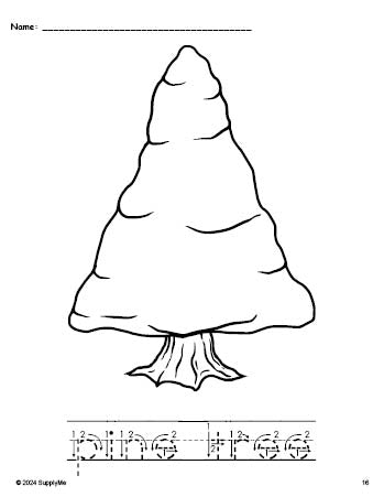 FREE Printable Pine Tree Winter Coloring Page and Word Tracing ...