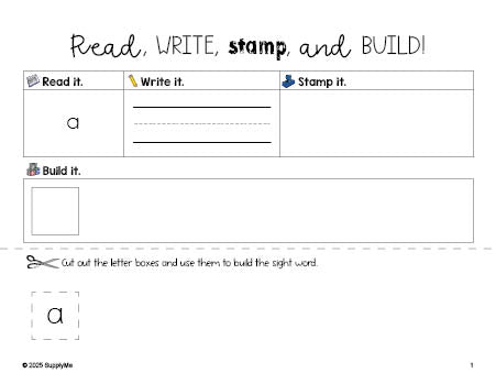 FREE Preschool Worksheet, Read, Write, Stamp, And Build the Beginner ...