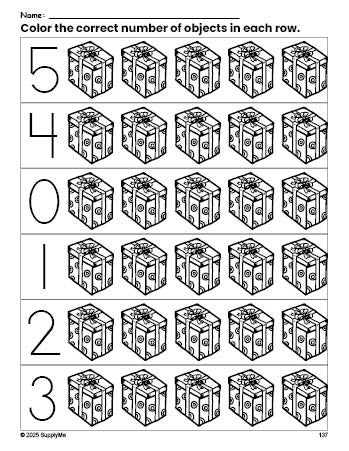 FREE Present Count and Color Worksheet for Preschoolers, Christmas ...