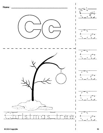 Color By Letter Christmas Tree Free Printable Worksheet