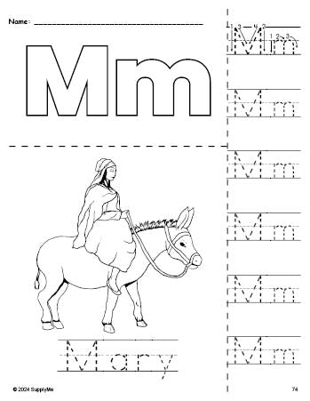 FREE Printable Mary Christmas Coloring Page and Letter Tracing ...