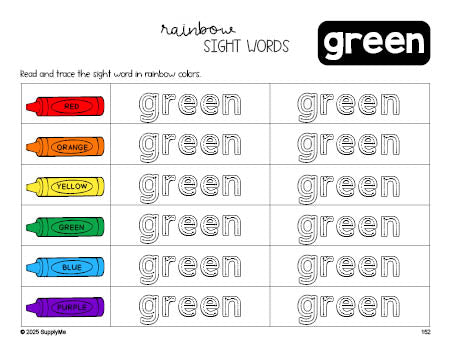 FREE Second Grade Worksheet, Rainbow Sight Word Tracing Worksheet ...