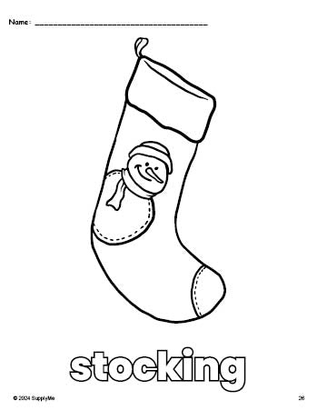 FREE Printable Stocking Christmas Coloring Page for Preschool, Pre-K ...