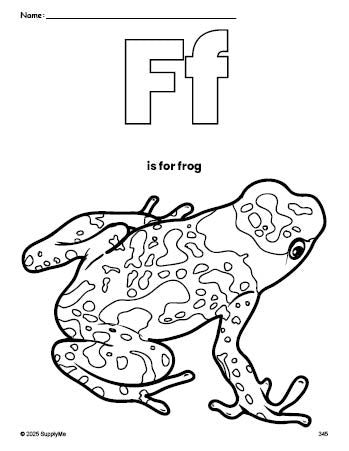 FREE Printable Frog Coloring Page, Letter F Coloring Page for Preschool ...