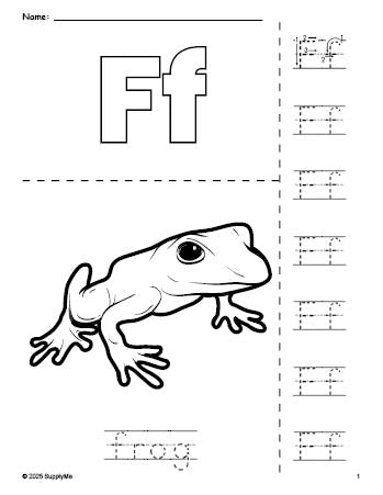 FREE Printable Frog Coloring Page and Letter Tracing Worksheet, Letter ...