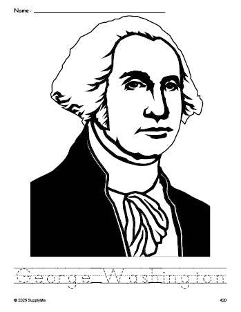 FREE Printable George Washington Presidents' Day Coloring Page and Word ...
