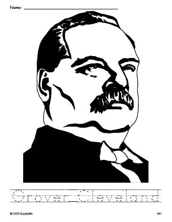 FREE Printable Grover Cleveland Presidents' Day Coloring Page and Word ...