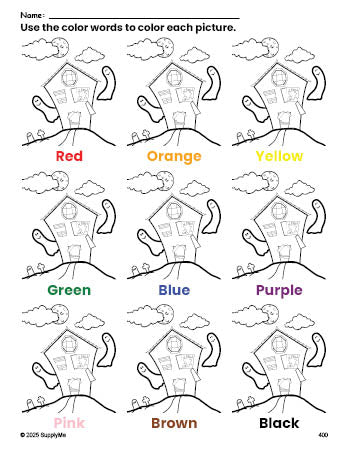 FREE Halloween Haunted House Coloring Page and Color Worksheet for ...