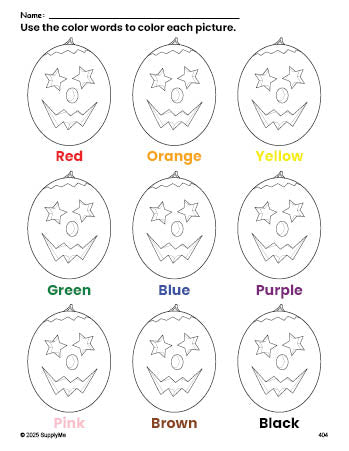 FREE Halloween Pumpkin Coloring Page and Color Worksheet for ...