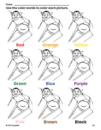 FREE Halloween Vampire Coloring Page and Color Worksheet for ...