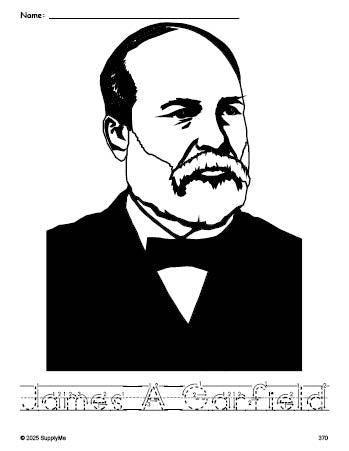 FREE Printable James A Garfield Presidents' Day Coloring Page and Word ...
