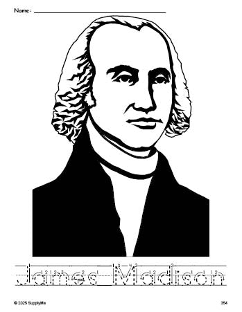 FREE Printable James Madison Presidents' Day Coloring Page and Word ...