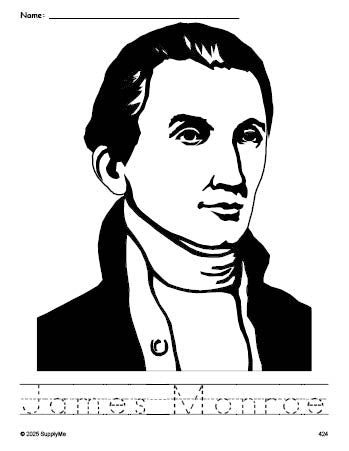 FREE Printable James Monroe Presidents' Day Coloring Page and Word ...