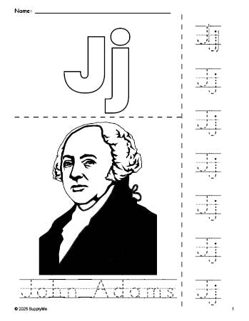 FREE Printable John Adams Presidents' Day Coloring Page and Letter ...