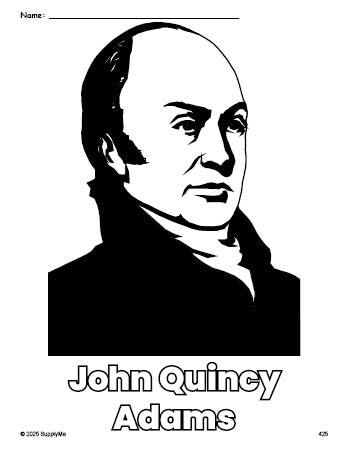 FREE Printable John Quincy Adams Presidents' Day Coloring Page for ...