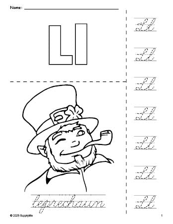 FREE Printable Leprechaun St. Patrick's Day Coloring Page and Cursive ...