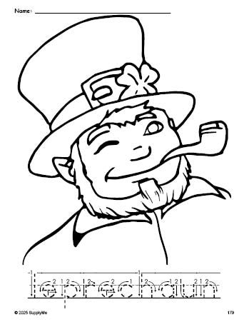 FREE Printable Leprechaun St. Patrick's Day Coloring Page and Word ...