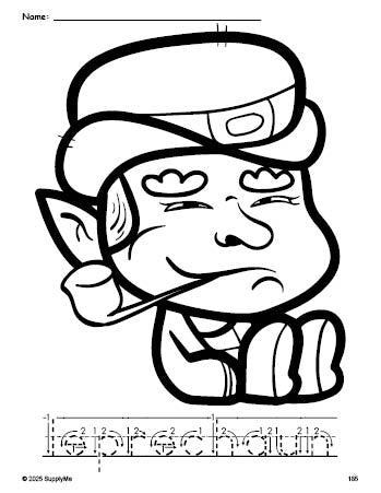 FREE Printable Leprechaun St. Patrick's Day Coloring Page and Word ...