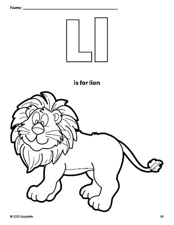FREE Printable Lion Coloring Page, Letter L Coloring Page for Preschool ...
