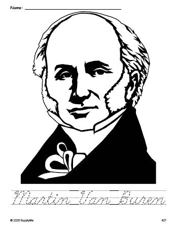 FREE Printable Martin Van Buren Presidents' Day Coloring Page and ...