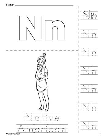 FREE Printable Native American Thanksgiving Coloring Page and Letter ...