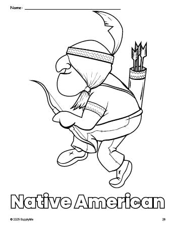FREE Printable Native American Thanksgiving Coloring Page for Preschool ...