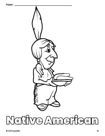 FREE Printable Native American Thanksgiving Coloring Page for Preschool ...