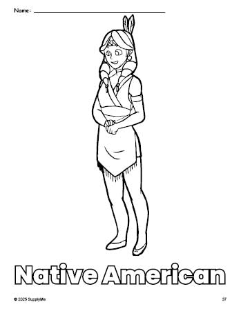 FREE Printable Native American Thanksgiving Coloring Page for Preschool ...