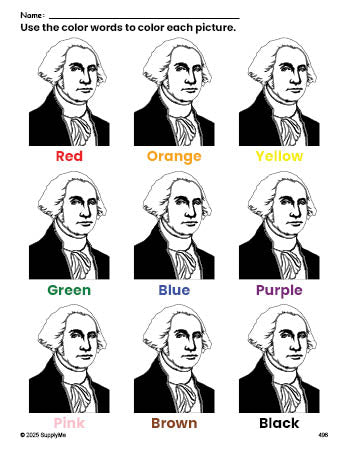 FREE Presidents' Day George Washington Coloring Page and Color ...