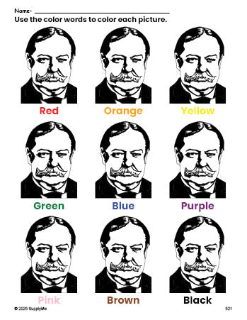 FREE Presidents' Day William Howard Taft Coloring Page and Color ...