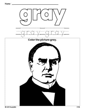 FREE Presidents' Day William Mckinley Color Gray Coloring Page and ...
