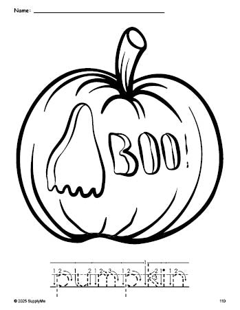 FREE Printable Pumpkin Halloween Coloring Page and Word Tracing ...