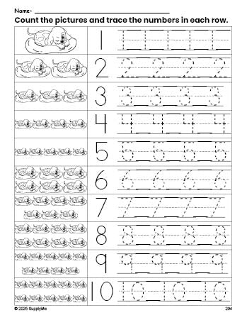 FREE Printable Puppy Counting Worksheet for Preschool and Pre-K with ...