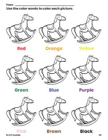 FREE Rocking Horse Coloring Page and Color Worksheet for Preschoolers ...