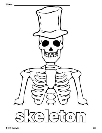 FREE Printable Skeleton Halloween Coloring Page for Preschool, Pre-K ...