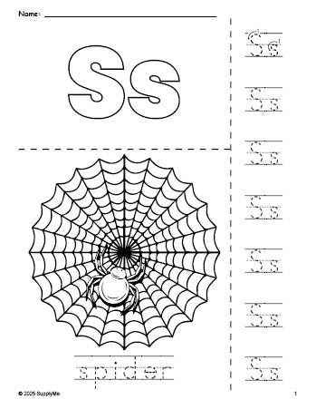 FREE Printable Spider Halloween Coloring Page and Letter Tracing ...