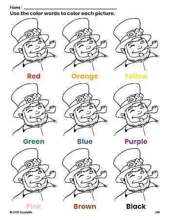 FREE St. Patrick's Day Leprechaun Coloring Page and Color Worksheet for ...