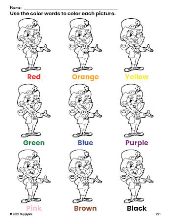 FREE St. Patrick's Day Leprechaun Coloring Page and Color Worksheet for ...